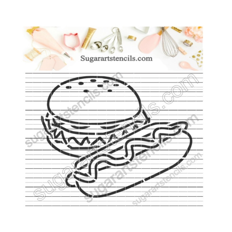 Food PYO Cookie stencil burger hot dog MY00122