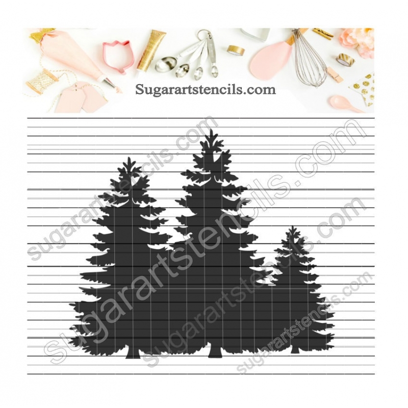 Pine tree silhouette stencil NB700314
