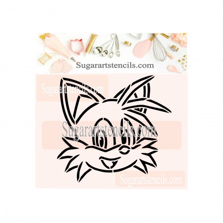 Sonic the hedgehog character tails PYO cookie stencil SN006