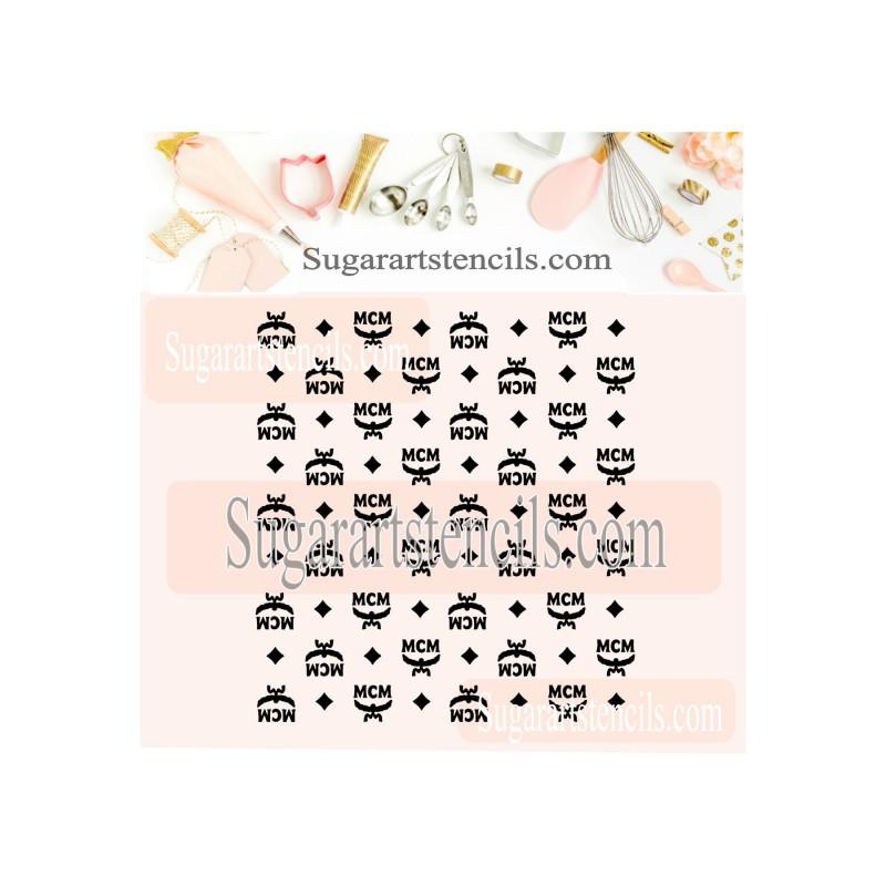 MCM logo pattern cookie stencil background PQ310