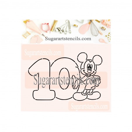Mickey Mouse birthday number ten PYO cookie stencil PQ543