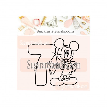 Mickey Mouse birthday number seven PYO cookie stencil PQ540