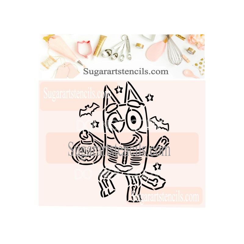 Halloween Bluey skeleton PYO paint your own cookie Stencil SP025