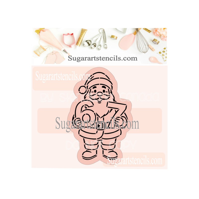 Christmas Santa 67 Paint Your Own cookie stencil PYO VL004