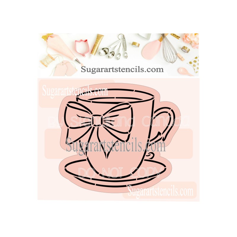 Valentine coquette coffee Paint Your Own cookie stencil PYO VL034C