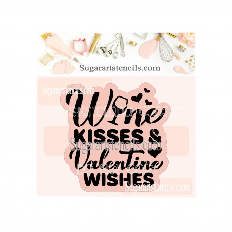 Valentine wine cookie stencil,cutter available. VL54