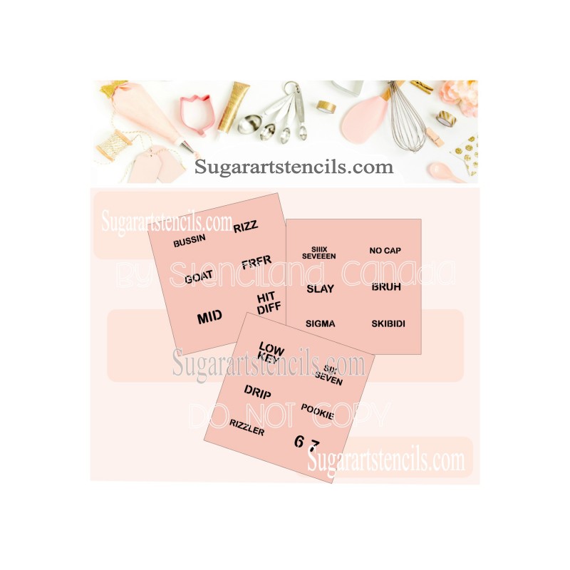 Valentine kid slang conversation heart 3 cookie stencils. VL62