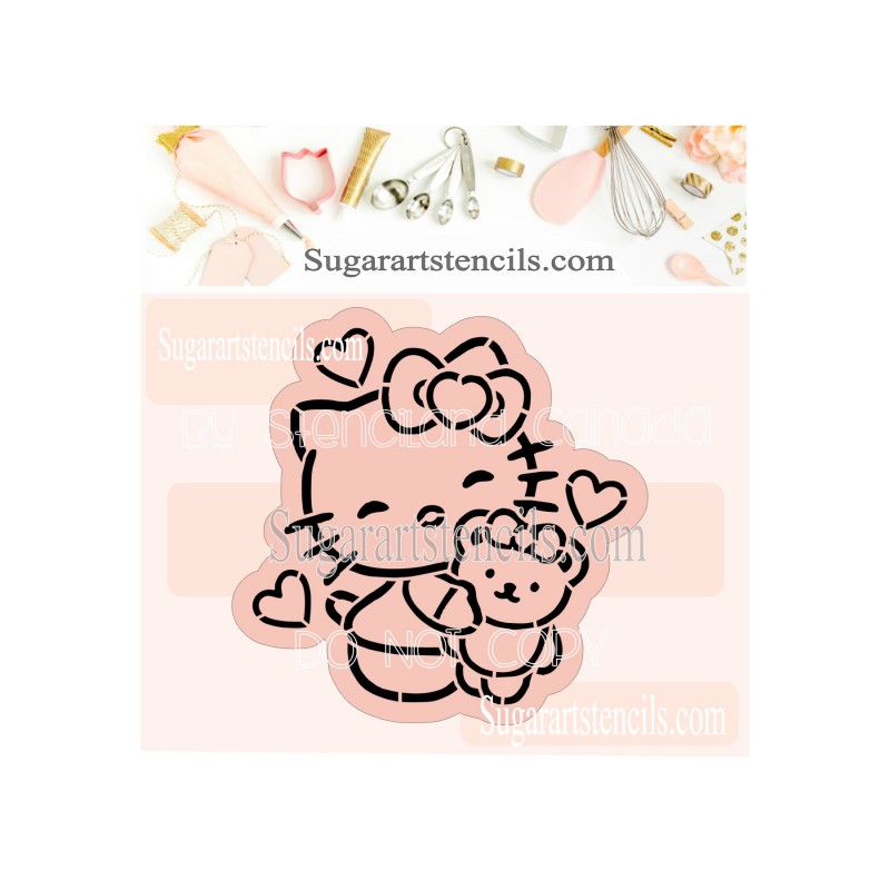 Valentine Hello Kitty Paint Your Own PYO cookie stencil VL102