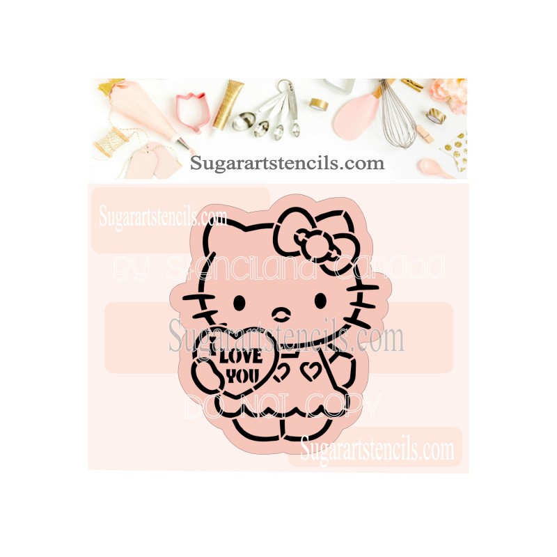 Valentine Hello Kitty Paint Your Own PYO cookie stencil VL105