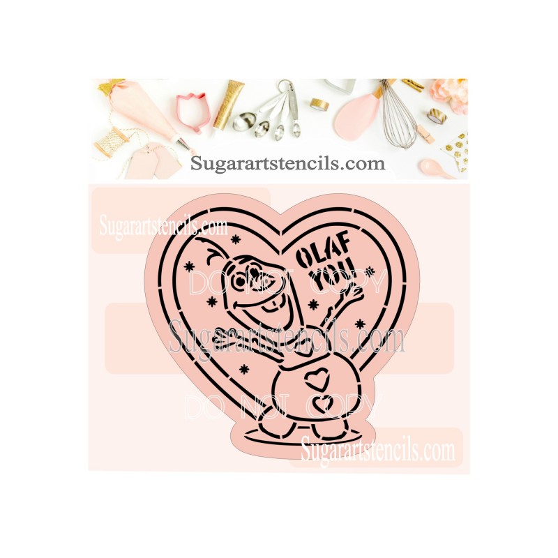 Valentine Frozen Olaf Paint Your Own PYO cookie stencil VL129