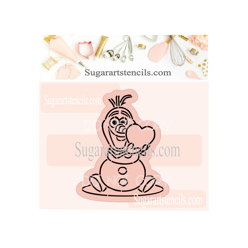 Valentine Frozen Olaf Paint Your Own PYO cookie stencil VL130