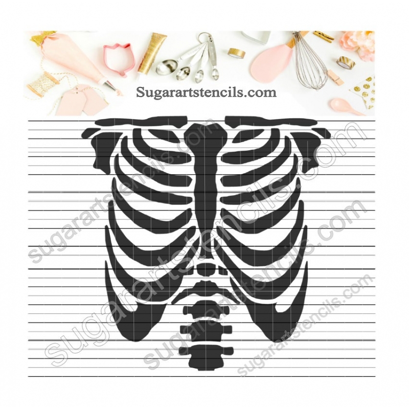 Halloween Skeleton Torso cookie stencil BTC37