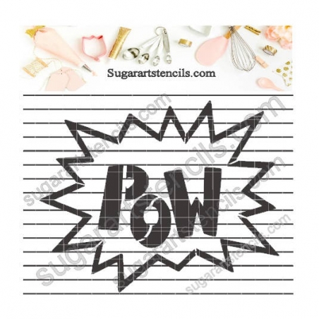 Comic book pow word burst cookie stencil NB700144