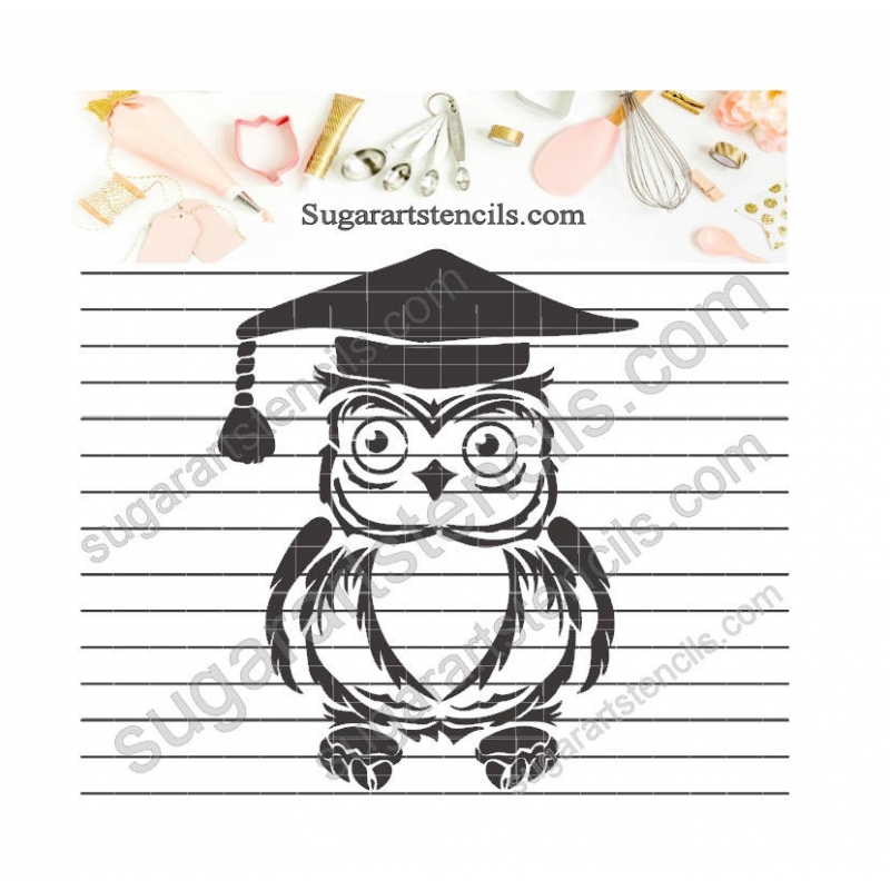 Owl Graduation cookie Stencil Nb1405