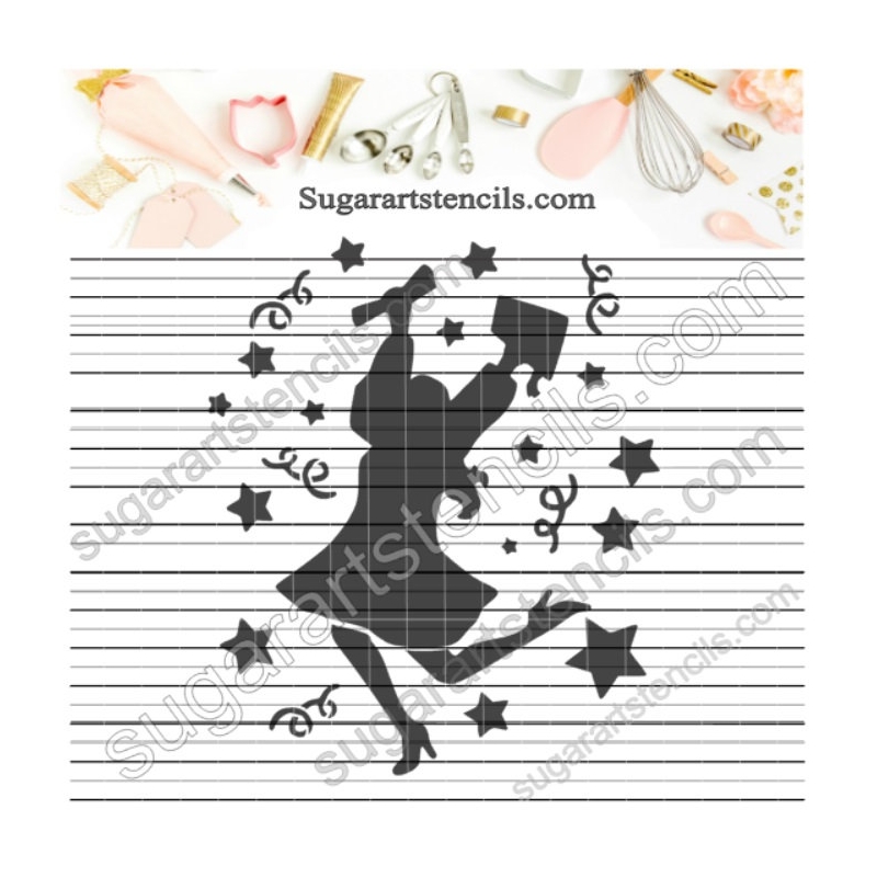 Graduation Cookie stencil graduate girl AV00140