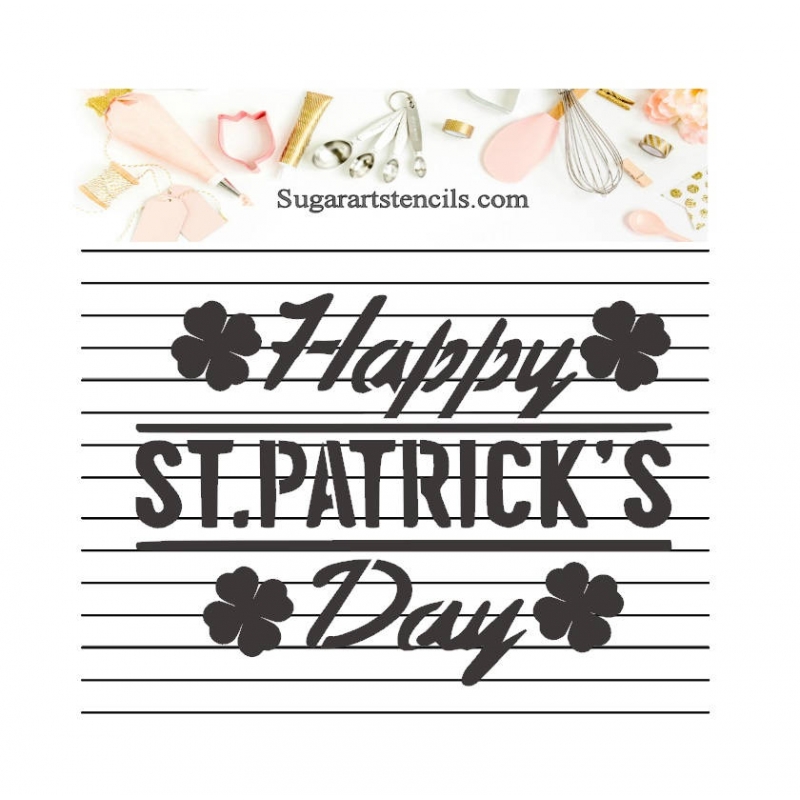 Happy St-Patrick's Day Shamrock cookie stencil ST0084