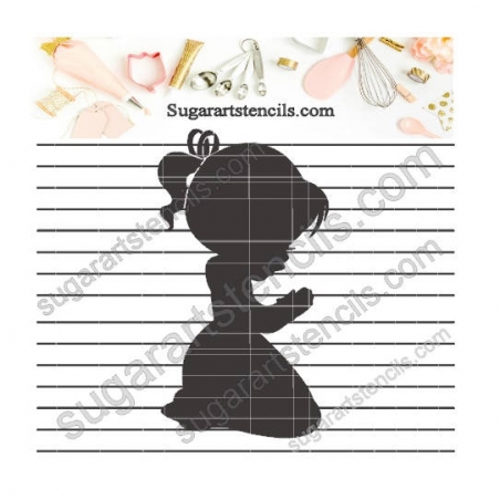 Praying girl first communion religious cookie stencil NB70066