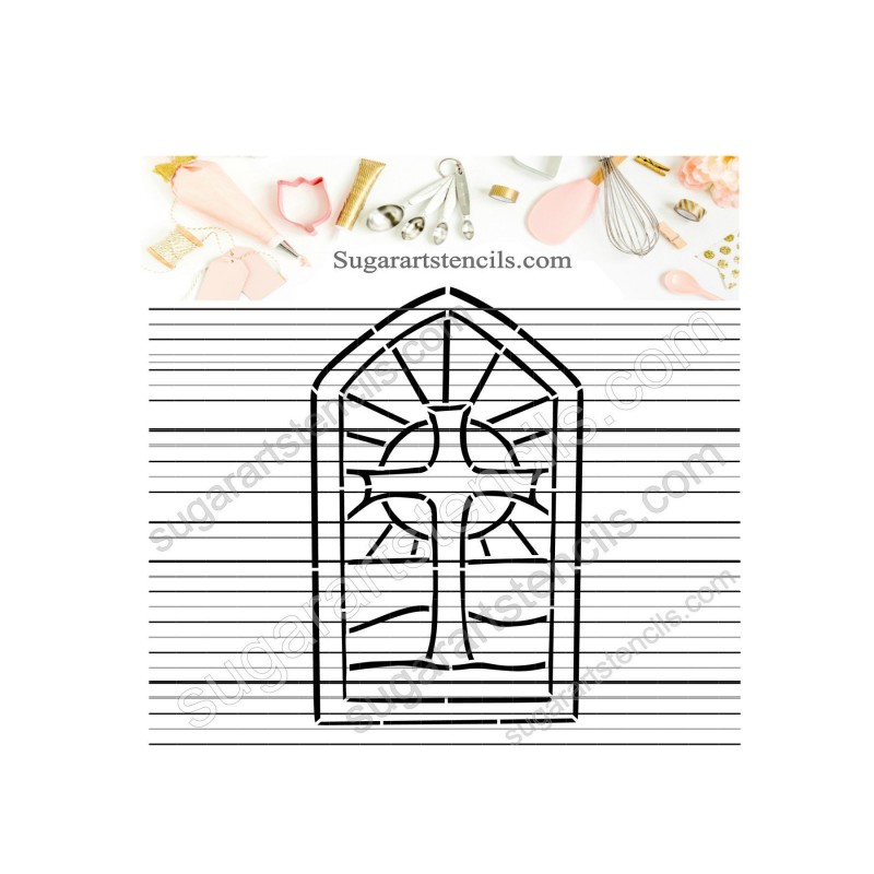 Cross PYO cookie stencil first holy communion church mosaic DC00139