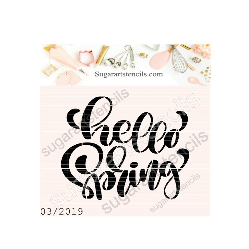 Hello Spring cookie stencil Easter FT00171