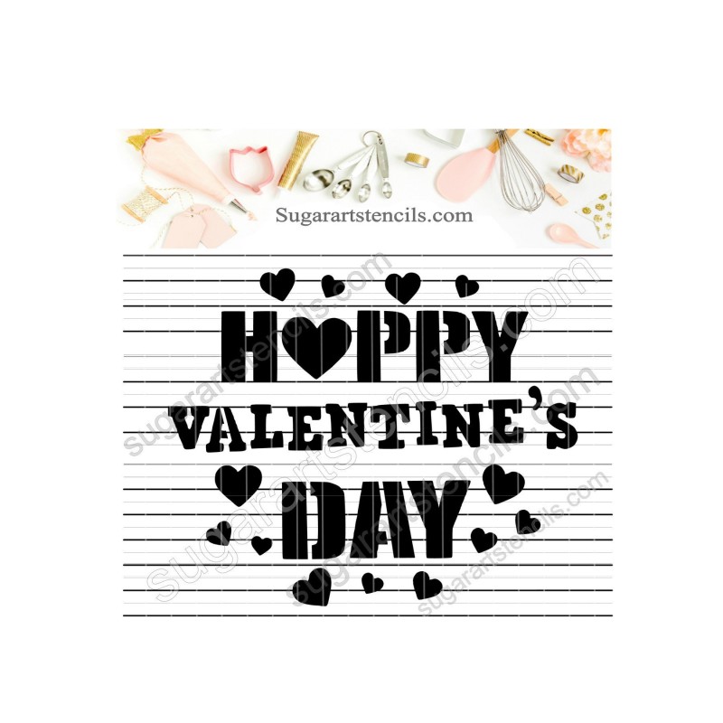 Valentine's day words cookie stencil Hoppy Vanlentine CB009