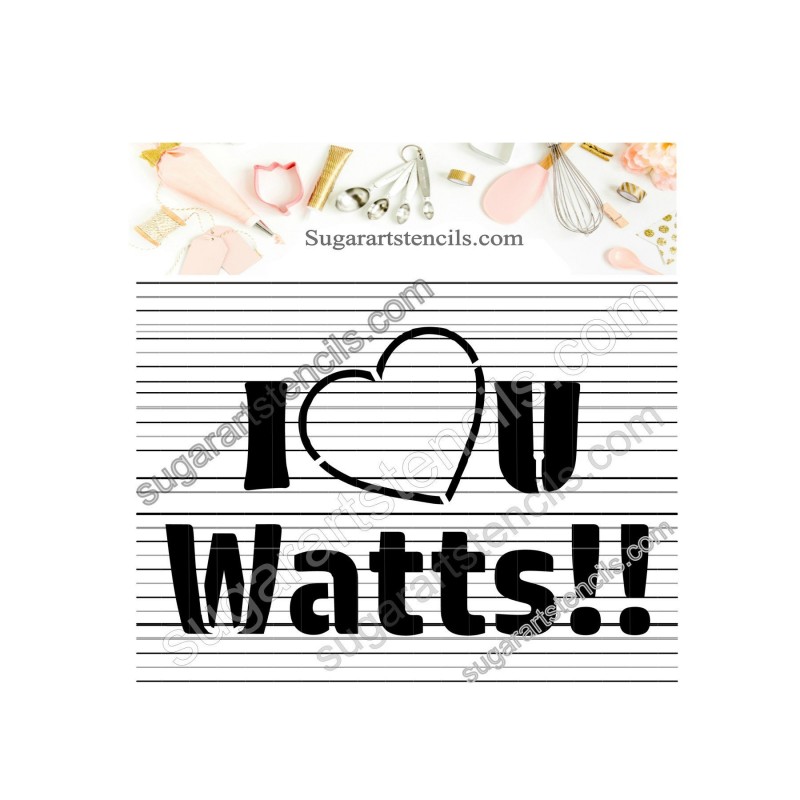 Valentine's day cookie stencil words I love you watts DC0082