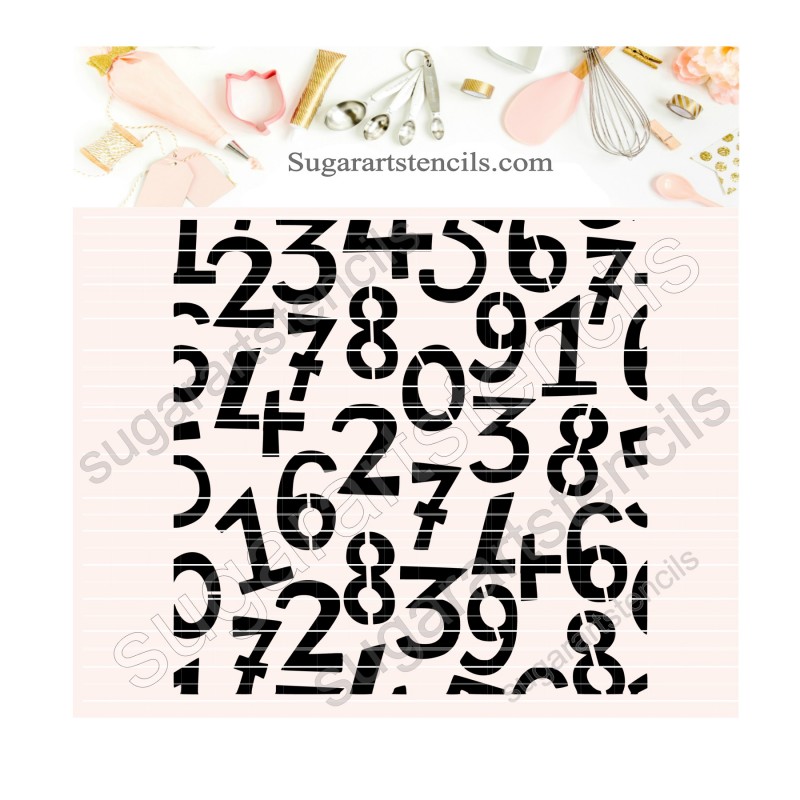 School Mathematics numbers background cookie stencil SAJ005