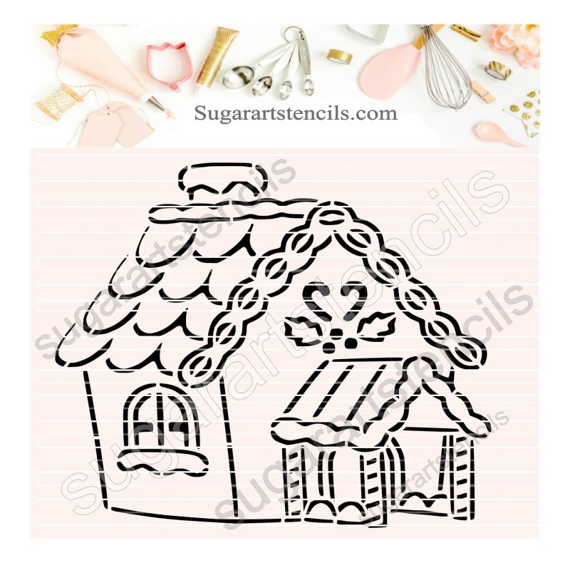Christmas gingerbread house PYO cookie Stencil SAJ00237