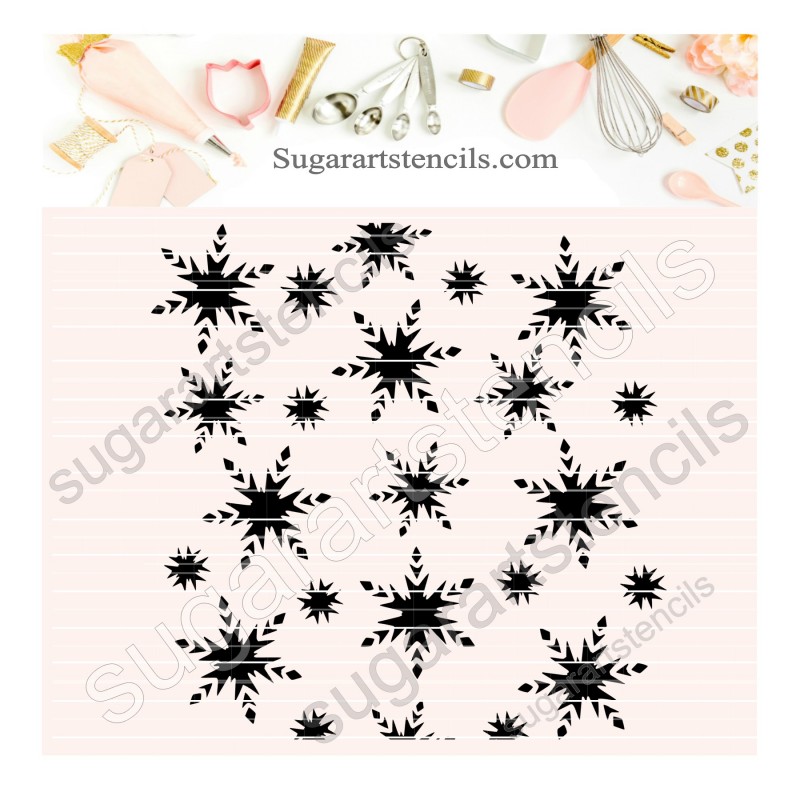 Frozen Snowflakes Background pattern cookie stencil SAJ00290