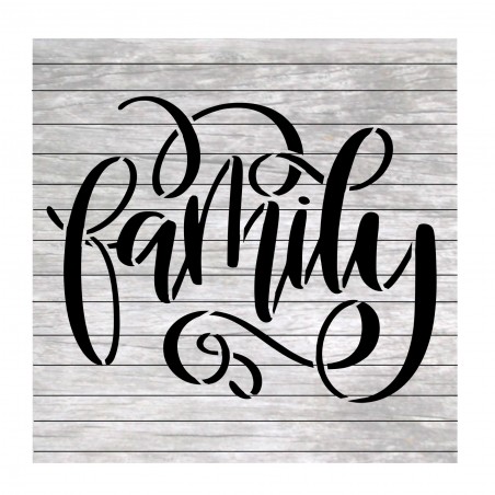 Family word hand lettered painting stencil AZ047