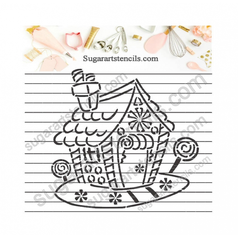 Christmas gingerbread house PYO cookie Stencil LTW10