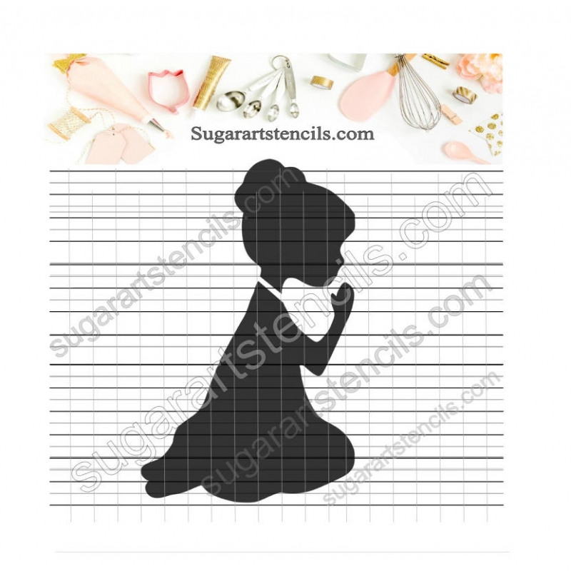 Praying girl First communion cookie stencil religious NB900114