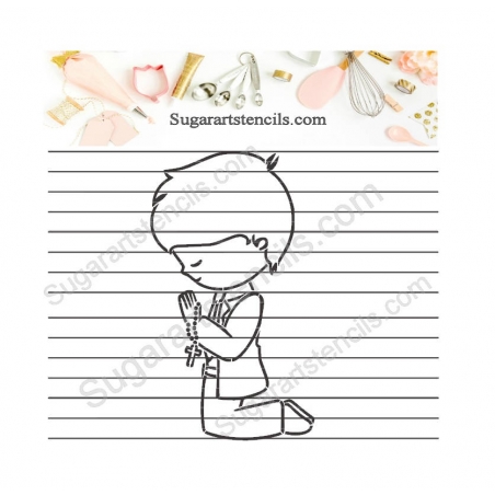 First communion praying boy PYO cookie Stencil NB900562